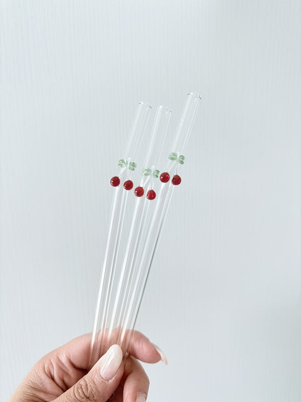 Cherry Glass Straw